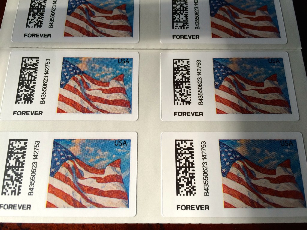 Stamps from the machine at the post office… Yay USPS! – ARTFOODHOME.COM